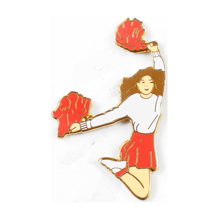 Cheerleading Pin-Pom Pom - 1557 - Red/White