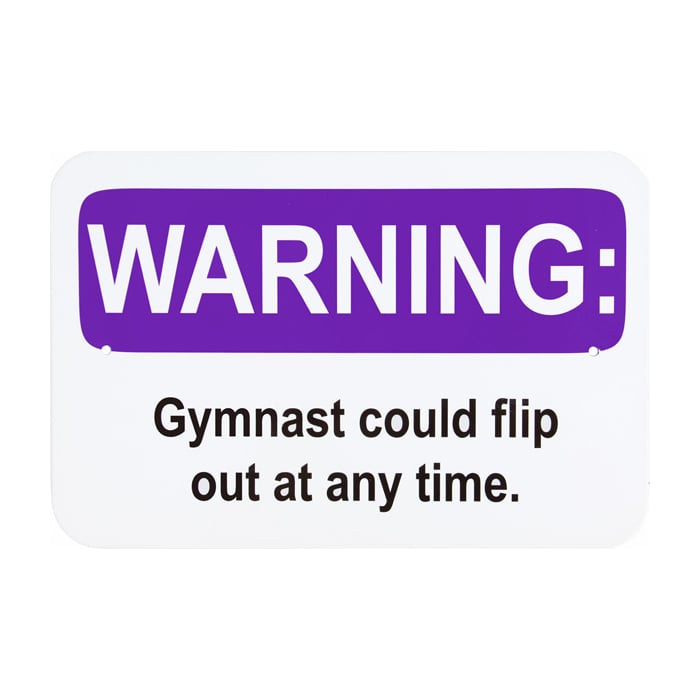 Purple Gymnastics Warning Sign